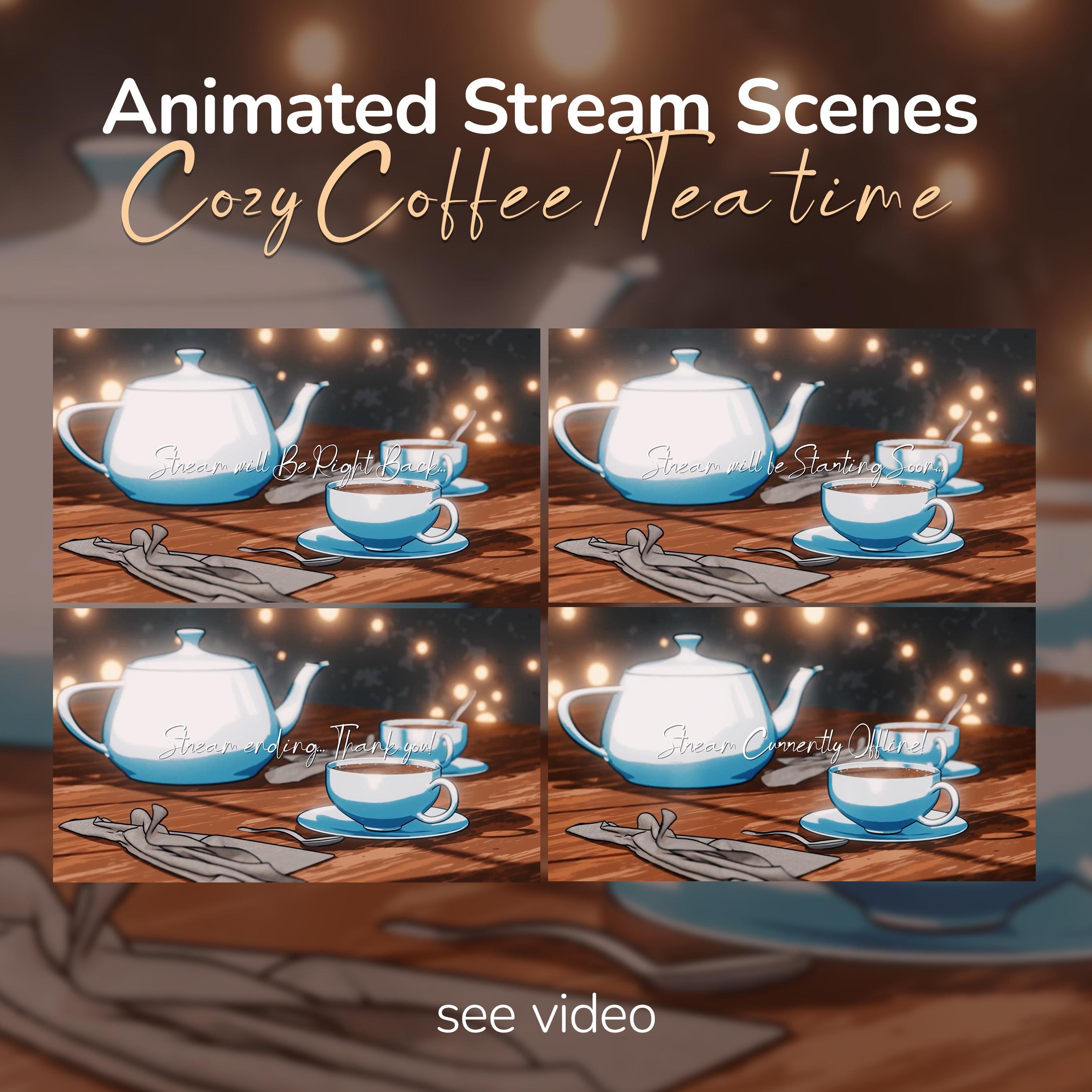 Cozy Coffee Tea Time Animated Stream Overlay Pack for Twitch - Etsy