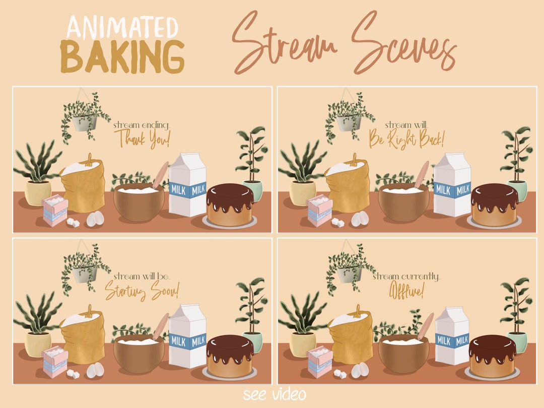 Cute Baking Stream Animated Screens Scenes for Twitch - Etsy