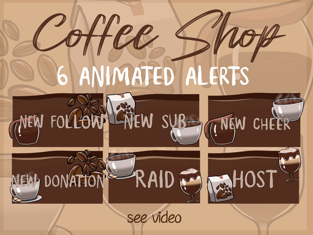 ANIMATED ALERTS Coffee Shop for Twitch and Other Platforms - Etsy