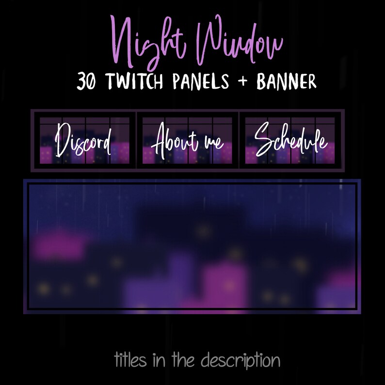 Night Window Stream Overlay Package, Twitch Overlay, Complete Streaming ...