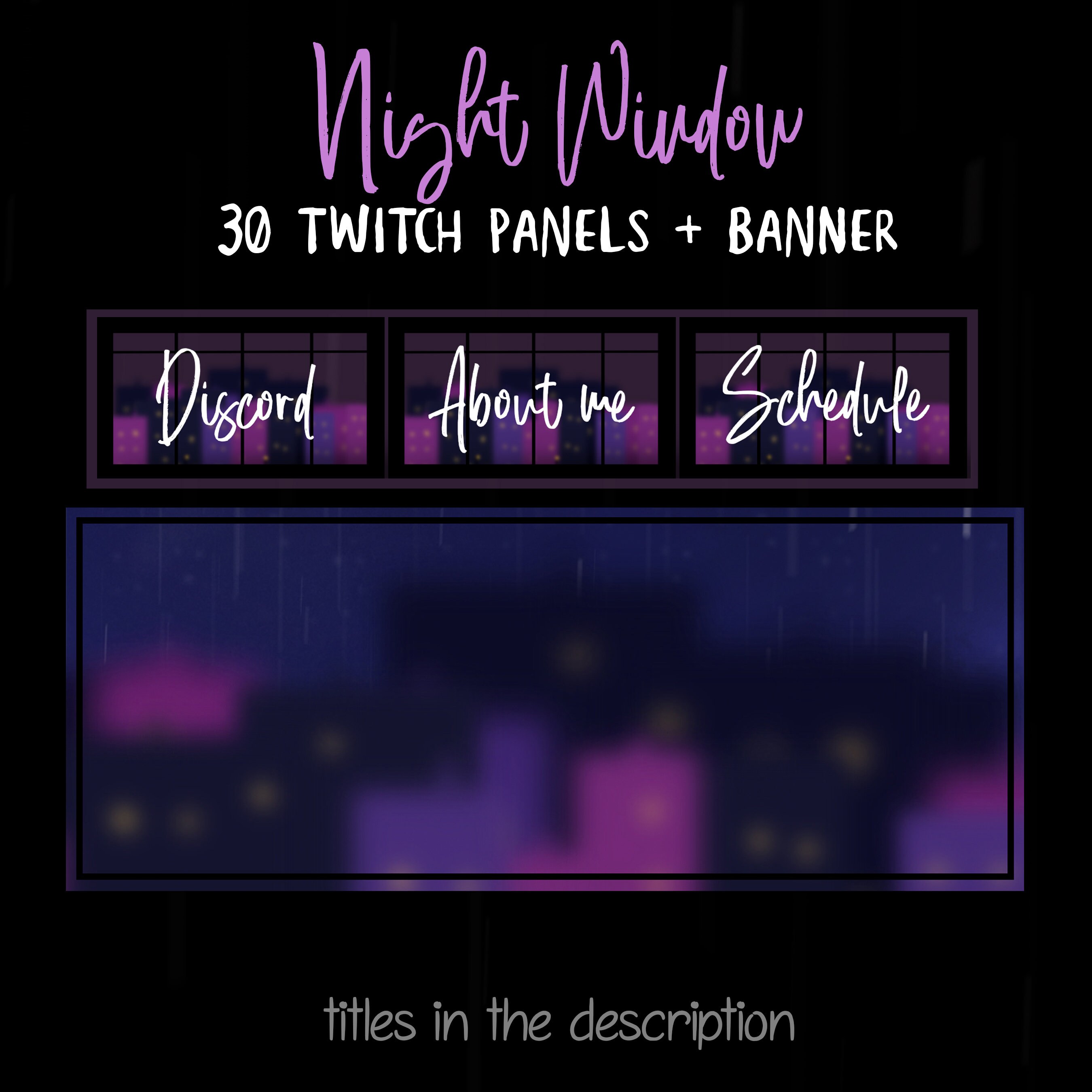 Night Window Stream Overlay Package, Twitch Overlay, Complete Streaming ...