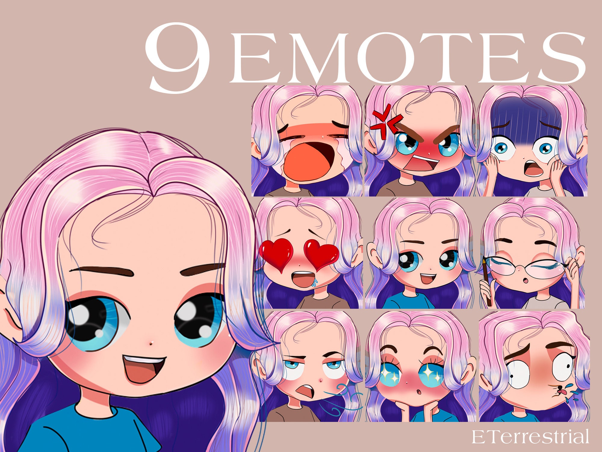 Twitch Emotes (peach Skin, Blue Eyes, Astral Hair) Discord/twitch - Etsy