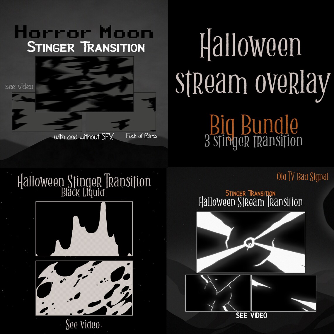 Halloween Stream Overlay Big Package, Ghosts Complete Streaming Package ...