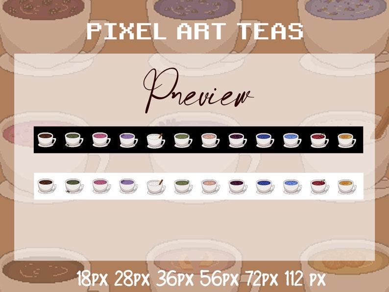 12 TEAS Flavors Twitch Sub Badges / Pixel Art/ Cheer Bit Badges / Emote ...