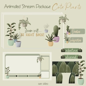 Cute Green Plants Stream Pack for Twitch, Twitch Overlay, Complete ...