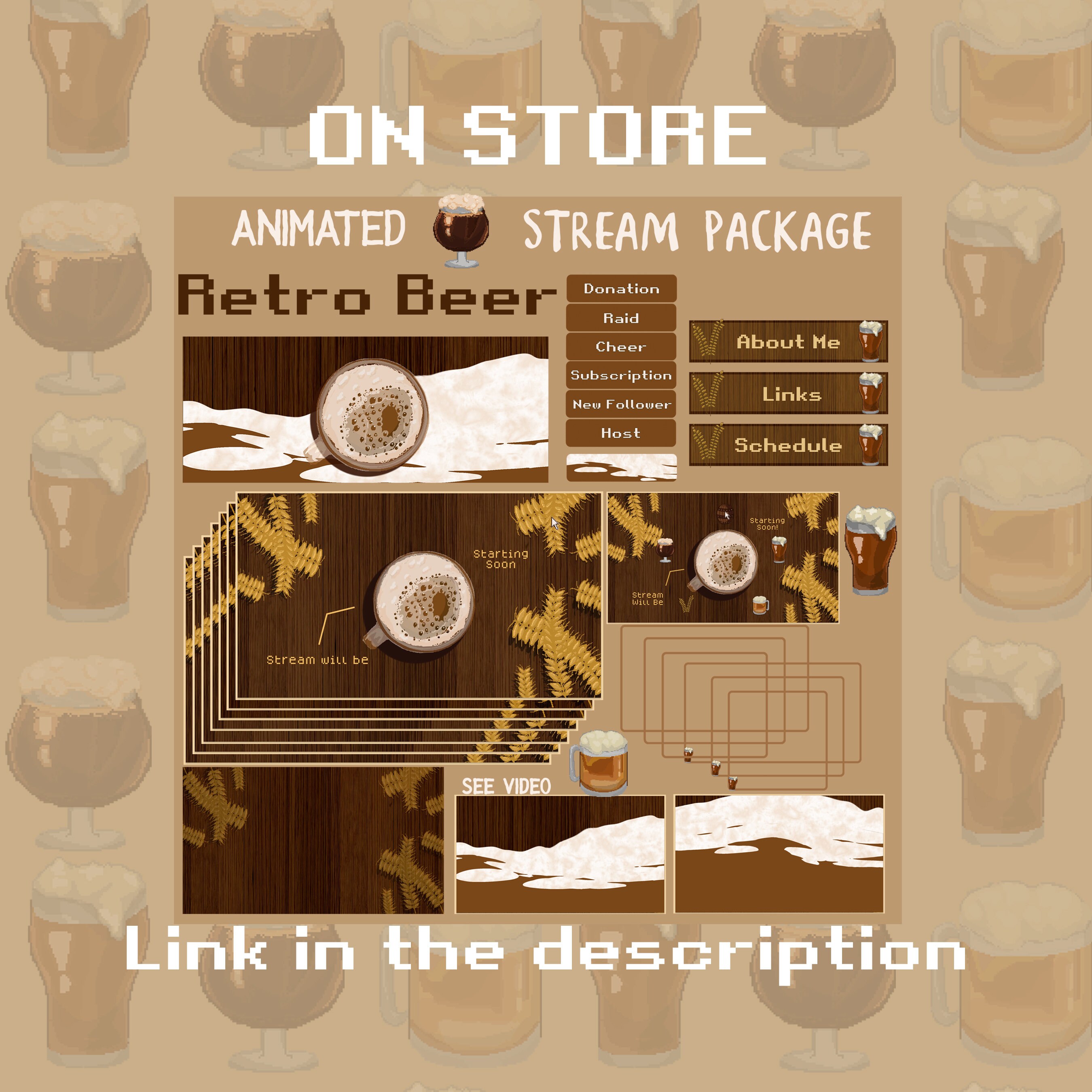 Retro Beer Stream Scenes, Animated Scenes, Twitch Overlay, Twitch Pub ...