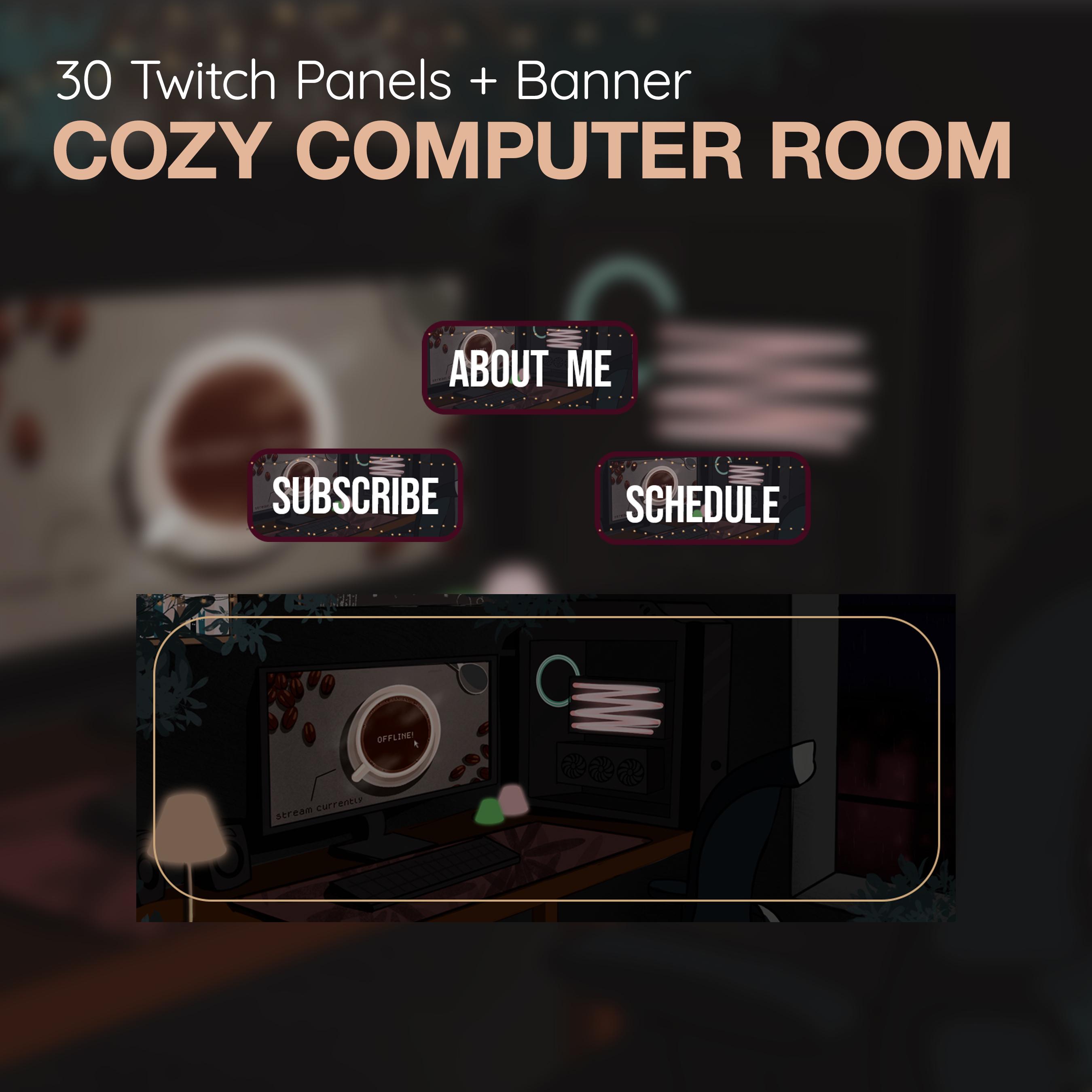 Cozy Computer Room Stream Overlay Pack for Twitch, Twitch Overlay ...