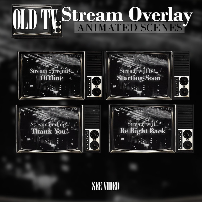 Old TV Cinema Stream Overlay Package: Animated Twitch Screens - Etsy