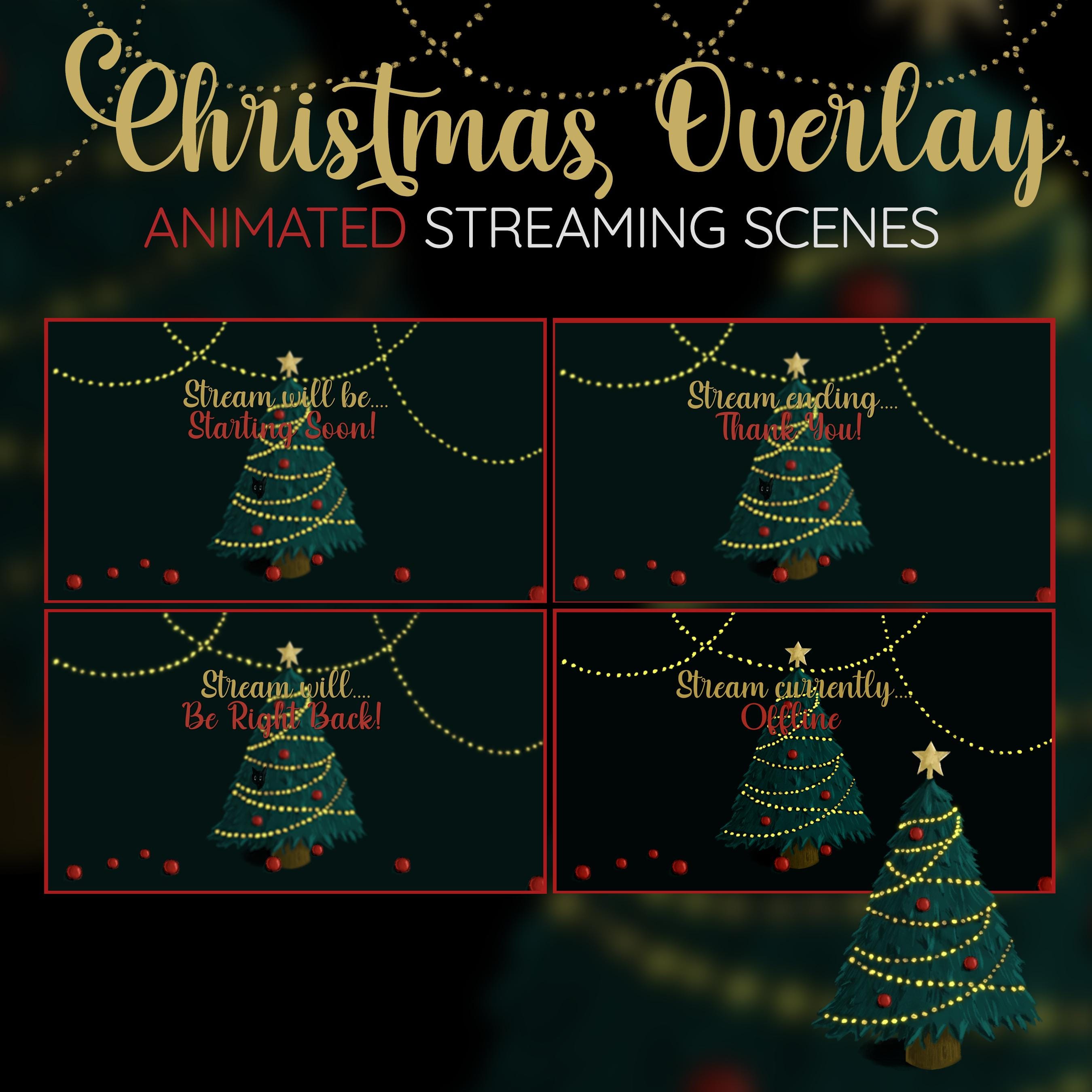 Christmas Stream Overlay Package, Green Christmas Tree, Twitch Overlay ...