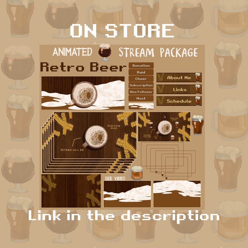 Retro Beer Stream Overlay, Webcam Border, Twitch Background, Twitch Pub ...