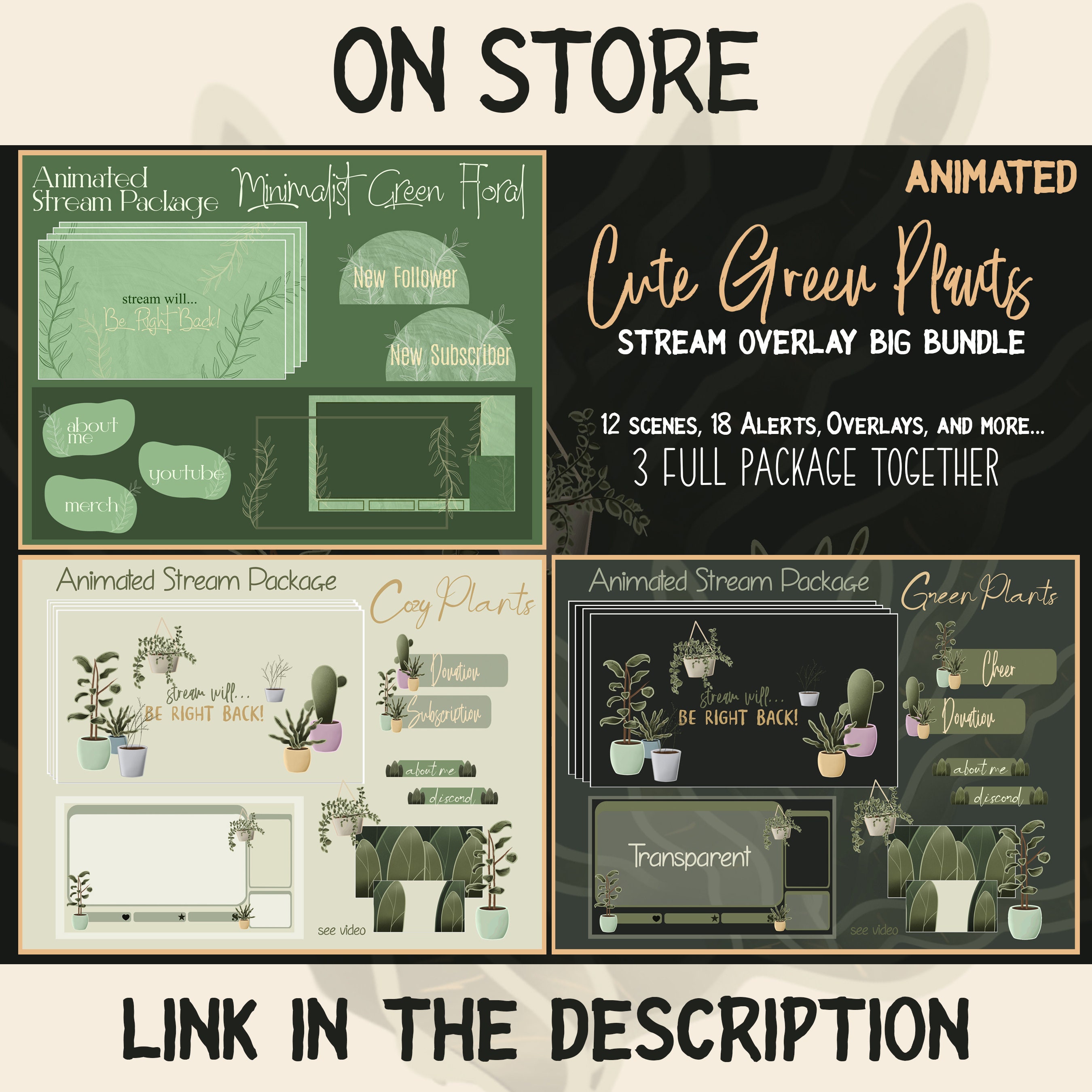 Cute Green Plants 30 Twitch Panels + Banner, Twitch, Stream Bio - Etsy