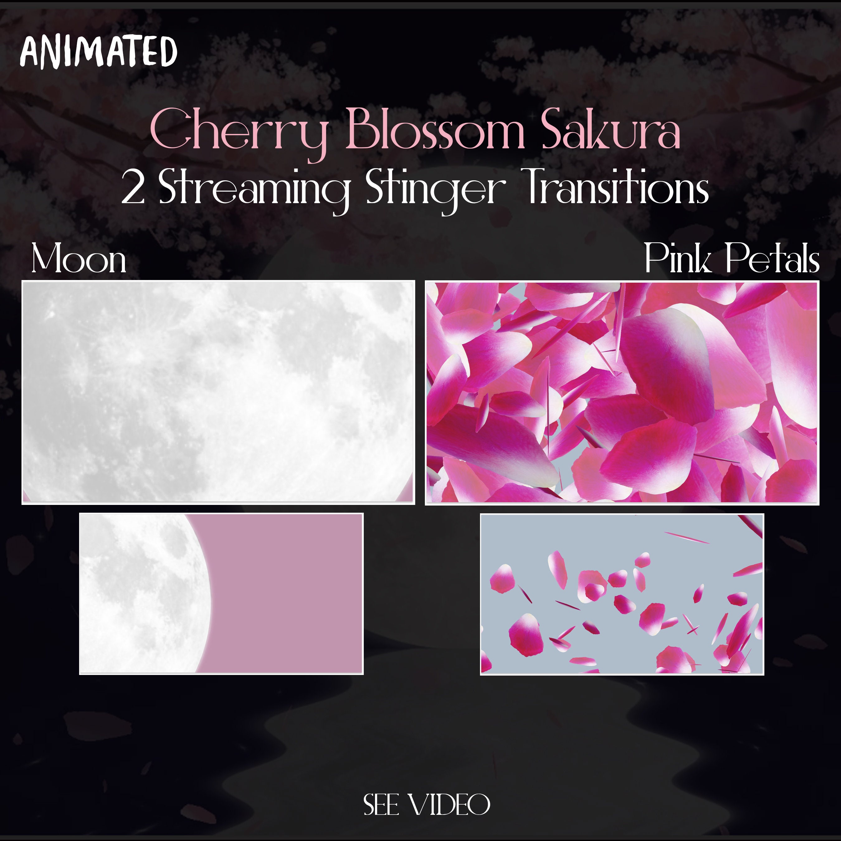 Cherry Blossom Sakura Stream Pack for Twitch, Twitch Overlay, Complete ...