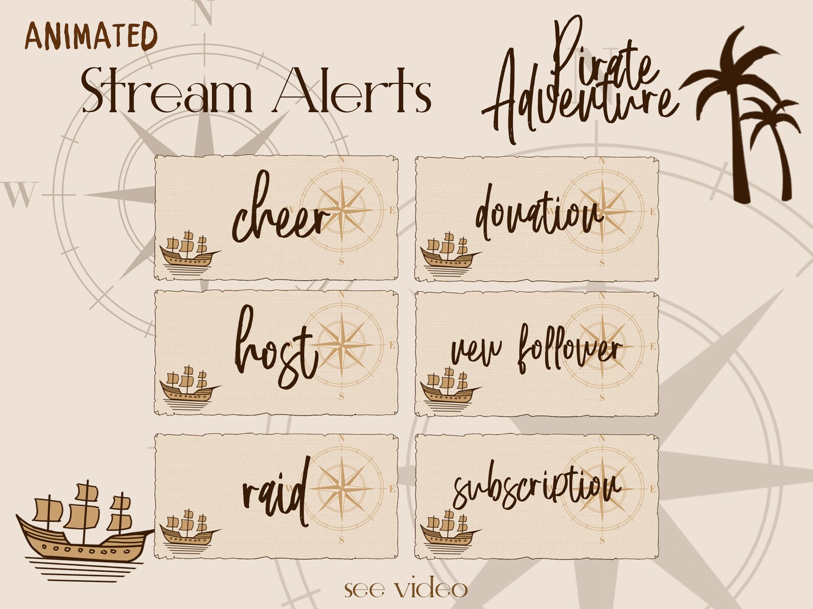 Pirate Adventure Stream Pack for Twitch, Complete Streaming Package ...