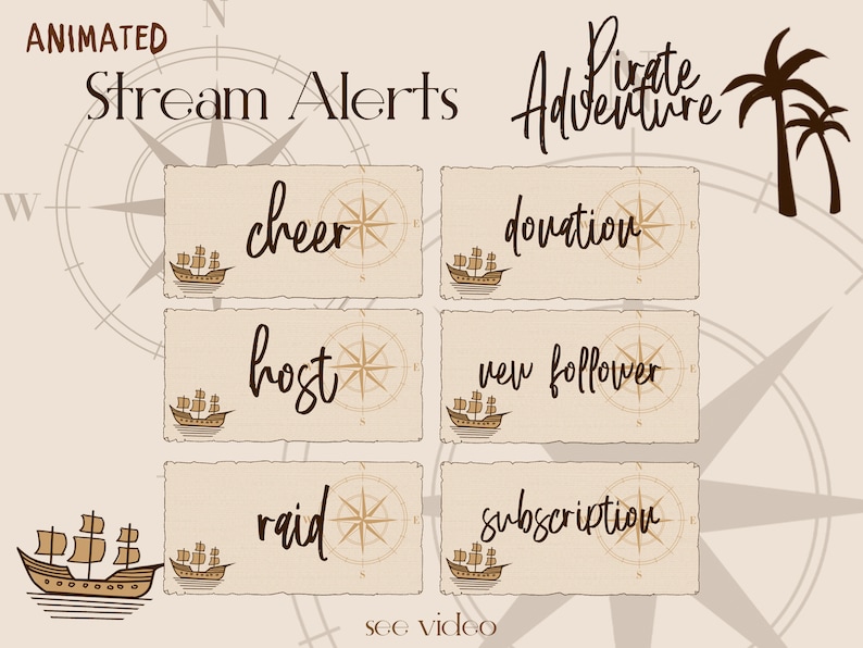 Pirate Adventure Stream Pack for Twitch, Complete Streaming Package ...