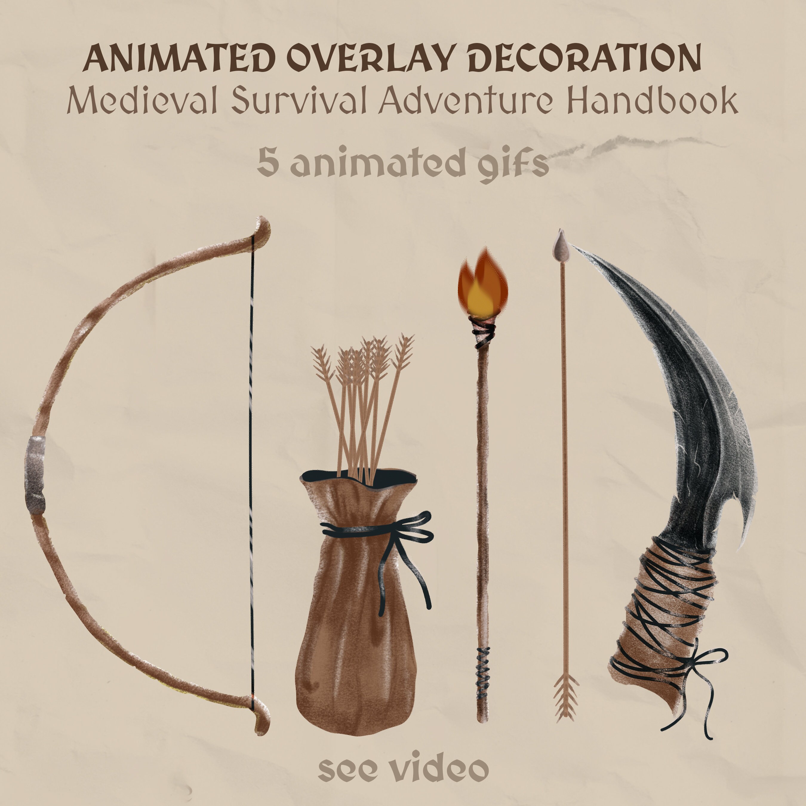 Medieval Survival Stream Twitch Overlay Package Survival Handbook ...