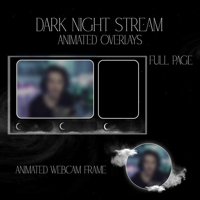 Dark Moon Stream Pack for Twitch, Twitch Overlay, Complete Streaming ...