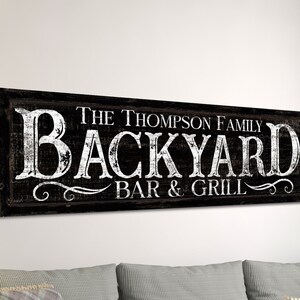 Personalized Backyard Bar & Grill Sign, Porch Patio Wall Hangings ...