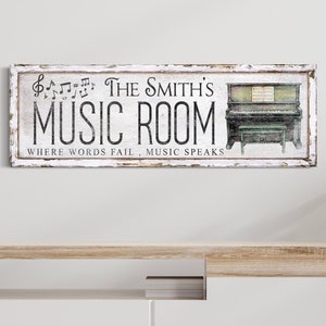 Personalized Music Room Sign Family Name Wall Art Musicians Studio ...