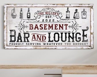 Modern Basement Bar Sign - Etsy