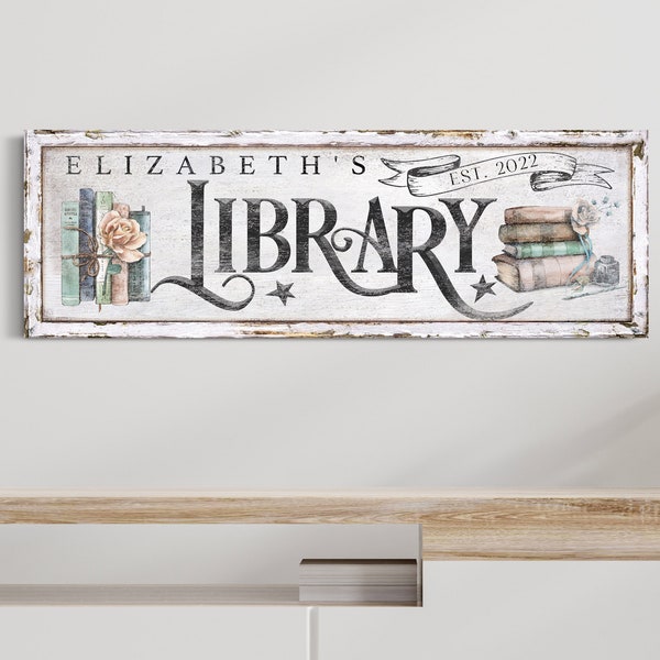 Library Sign - Etsy