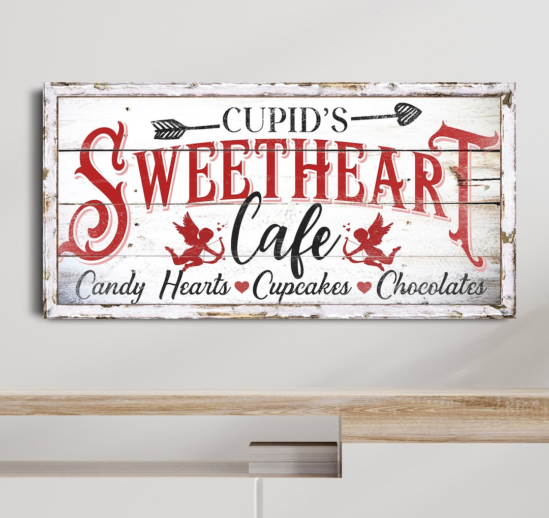 Cupid's Sweatheart Cafe Sign, Valentine's Day Theme Bar and Kitchen ...