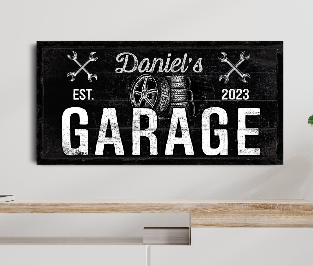 Personalized Garage Sign, Man Cave Wall Decor, Established Date ...