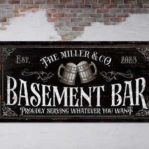 Personalized Basement Bar Sign Vintage Bar & Lounge Sign - Etsy