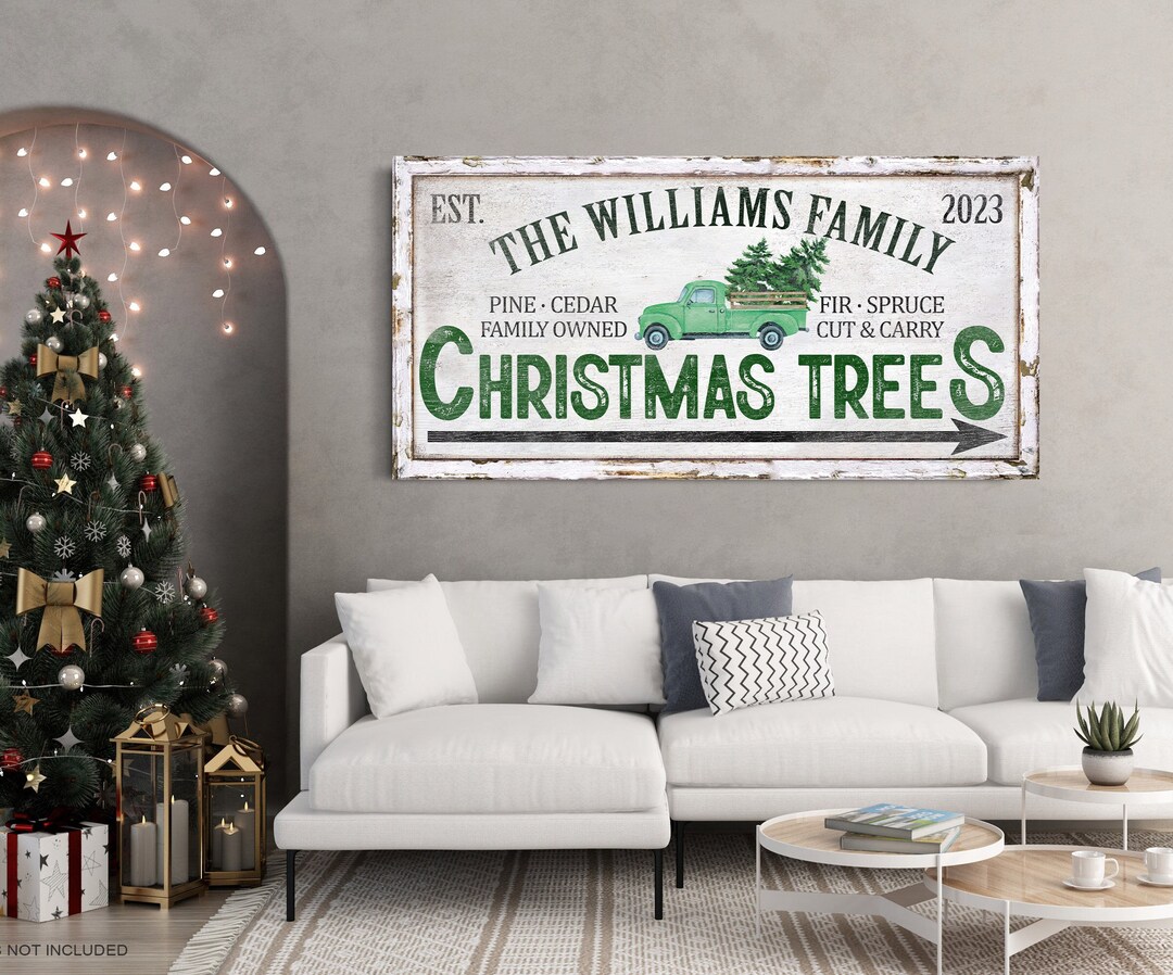 Personalized Christmas Trees Sign Custom Family Name Sign - Etsy