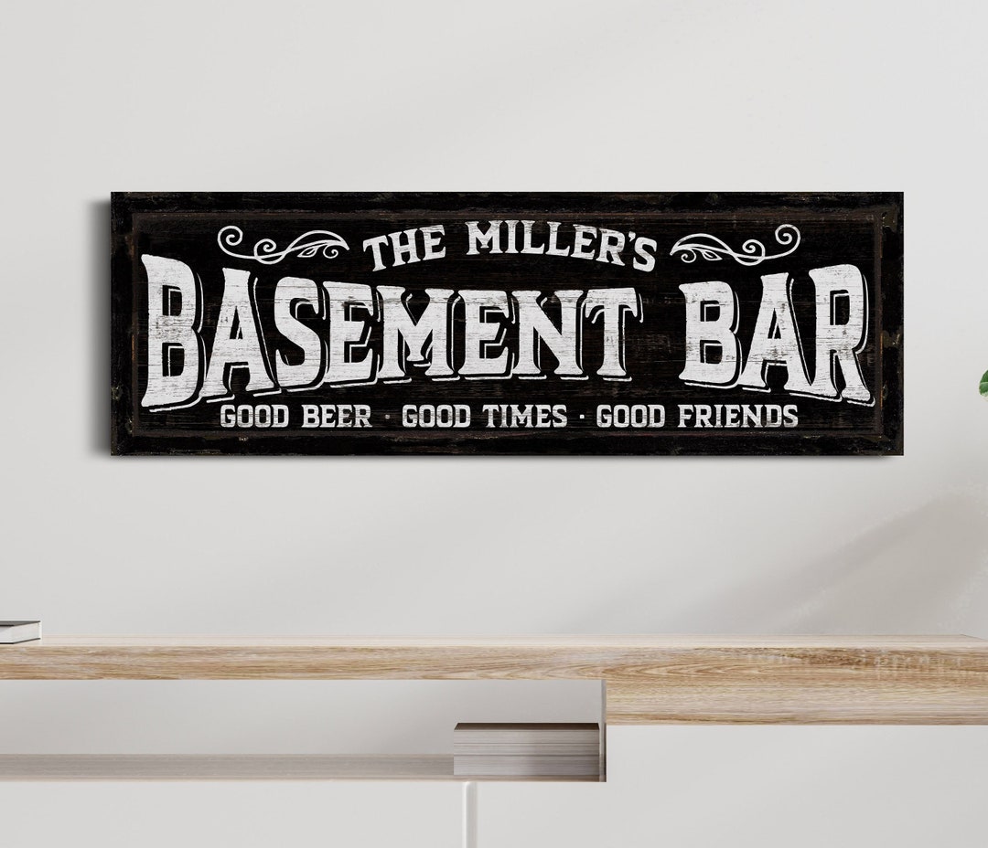 Custom Basement Bar Sign, Bar & Lounge Sign, Home Bar Decor, Man Cave ...