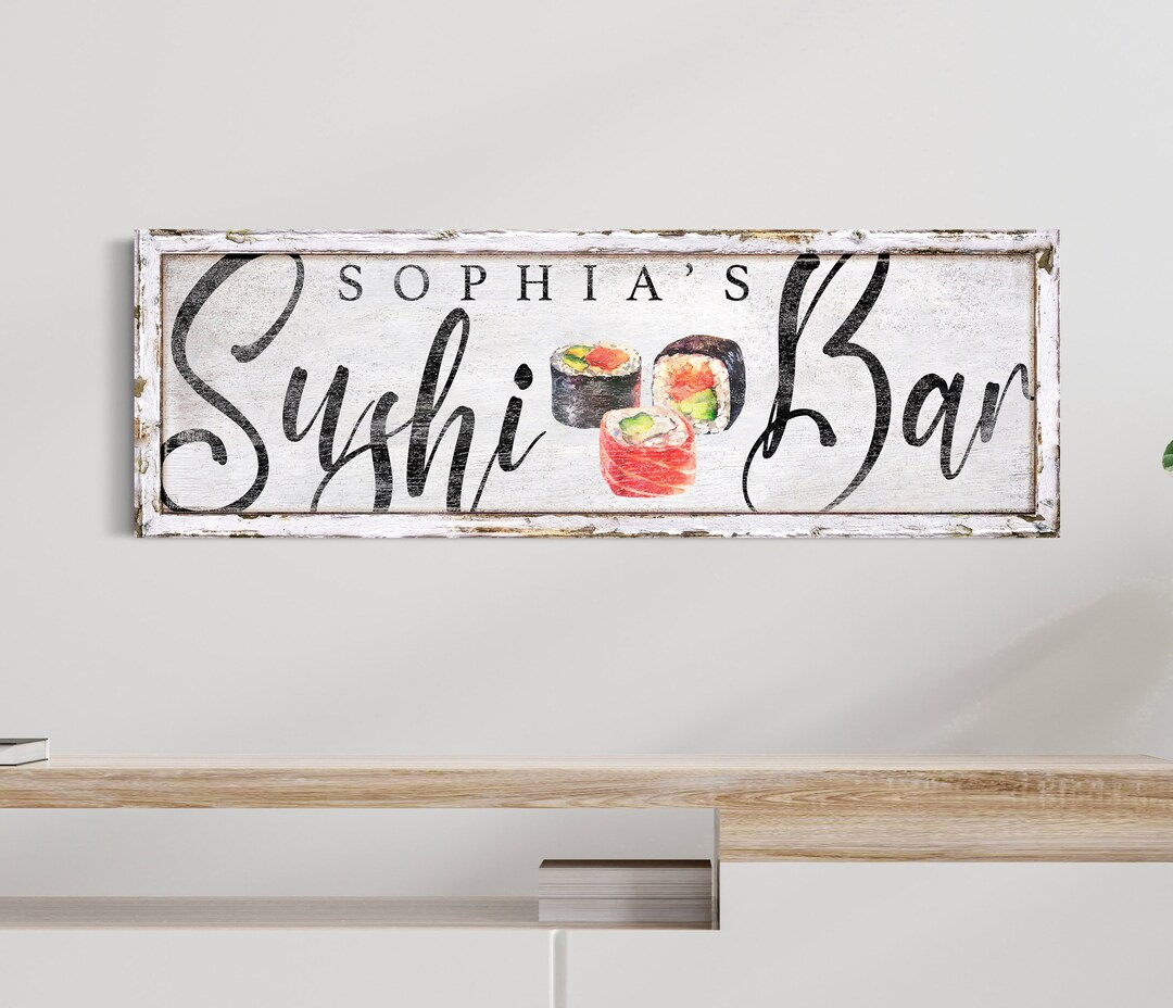 Personalized Sushi Bar Sign, Outdoor Bar Decor, Vintage Sushi Bar Wall ...