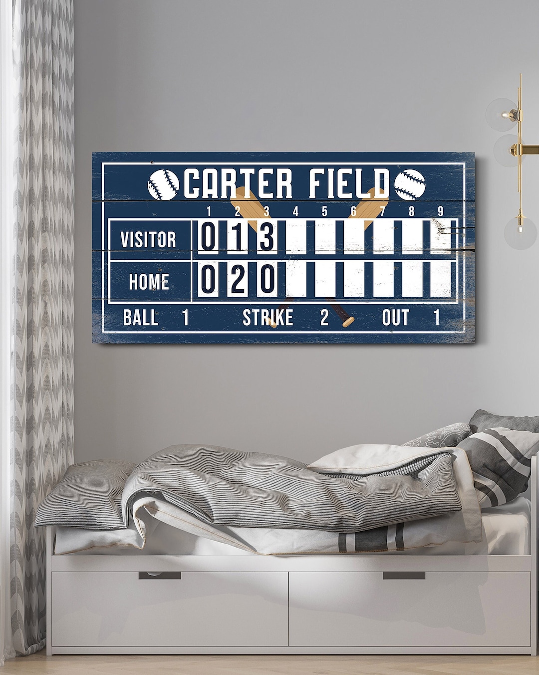 Personalized Baseball Scoreboard Sign, Boy & Game Room Wall Decor ...