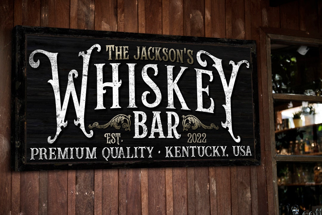 Personalized Whiskey Bar Sign, Whiskey Lover, Basement Man Cave Wall ...