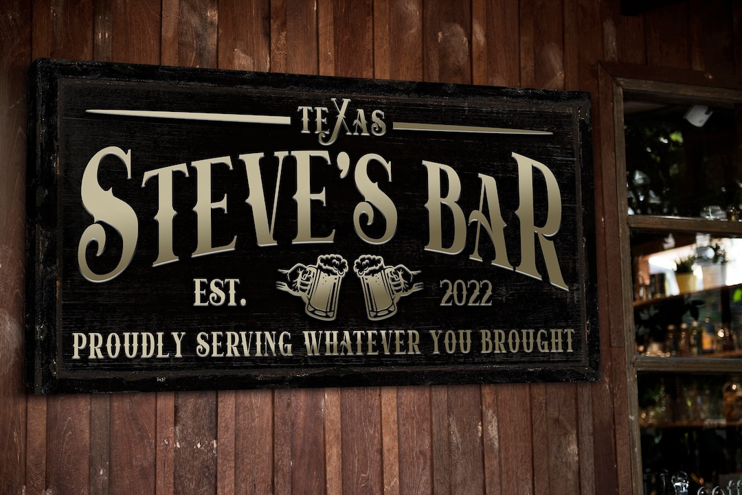 Personalized Bar Sign, Bar & Lounge Sign, Home Bar Wall Decor, Rustic ...
