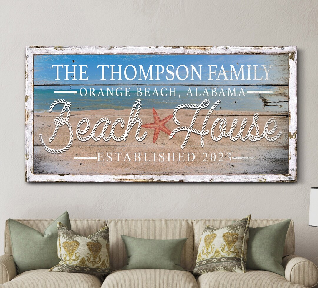 Personalized Beach House Sign, Family Beach House Sign, Beach Life ...