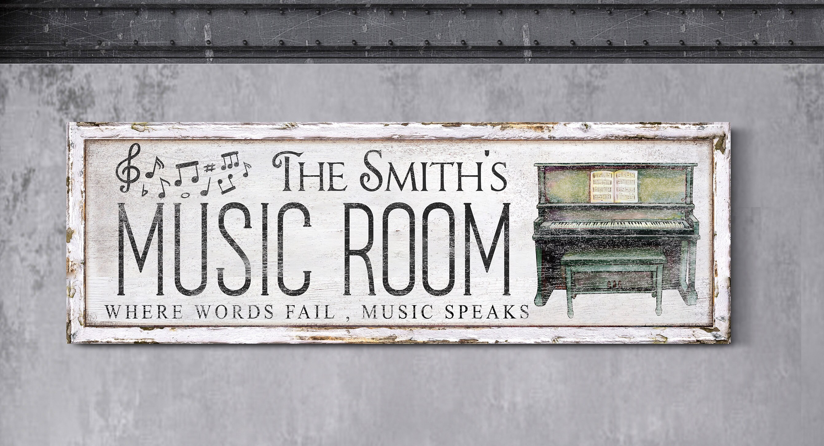 Personalized Music Room Sign Family Name Wall Art Musicians - Etsy