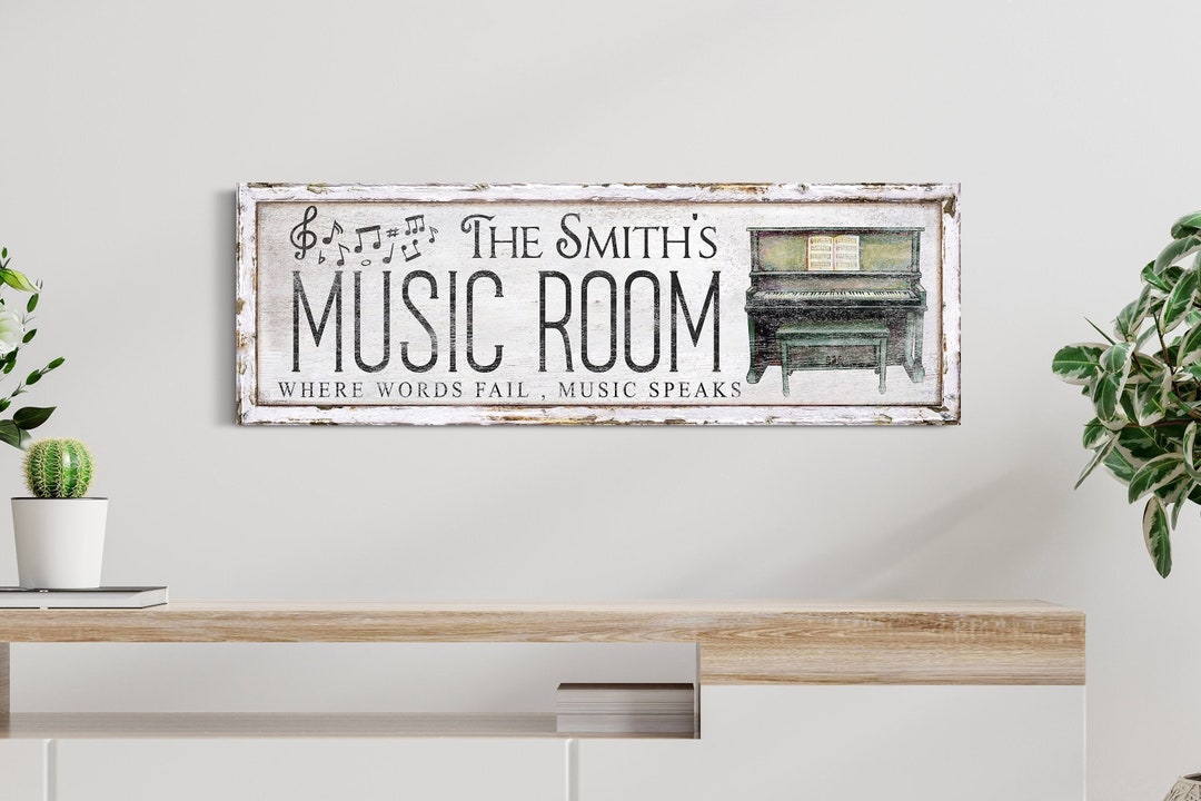 Personalized Music Room Sign Family Name Wall Art Musicians Studio ...