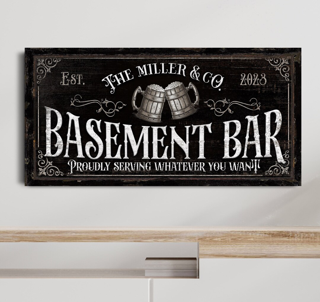 Personalized Basement Bar Sign Vintage Bar & Lounge Sign - Etsy