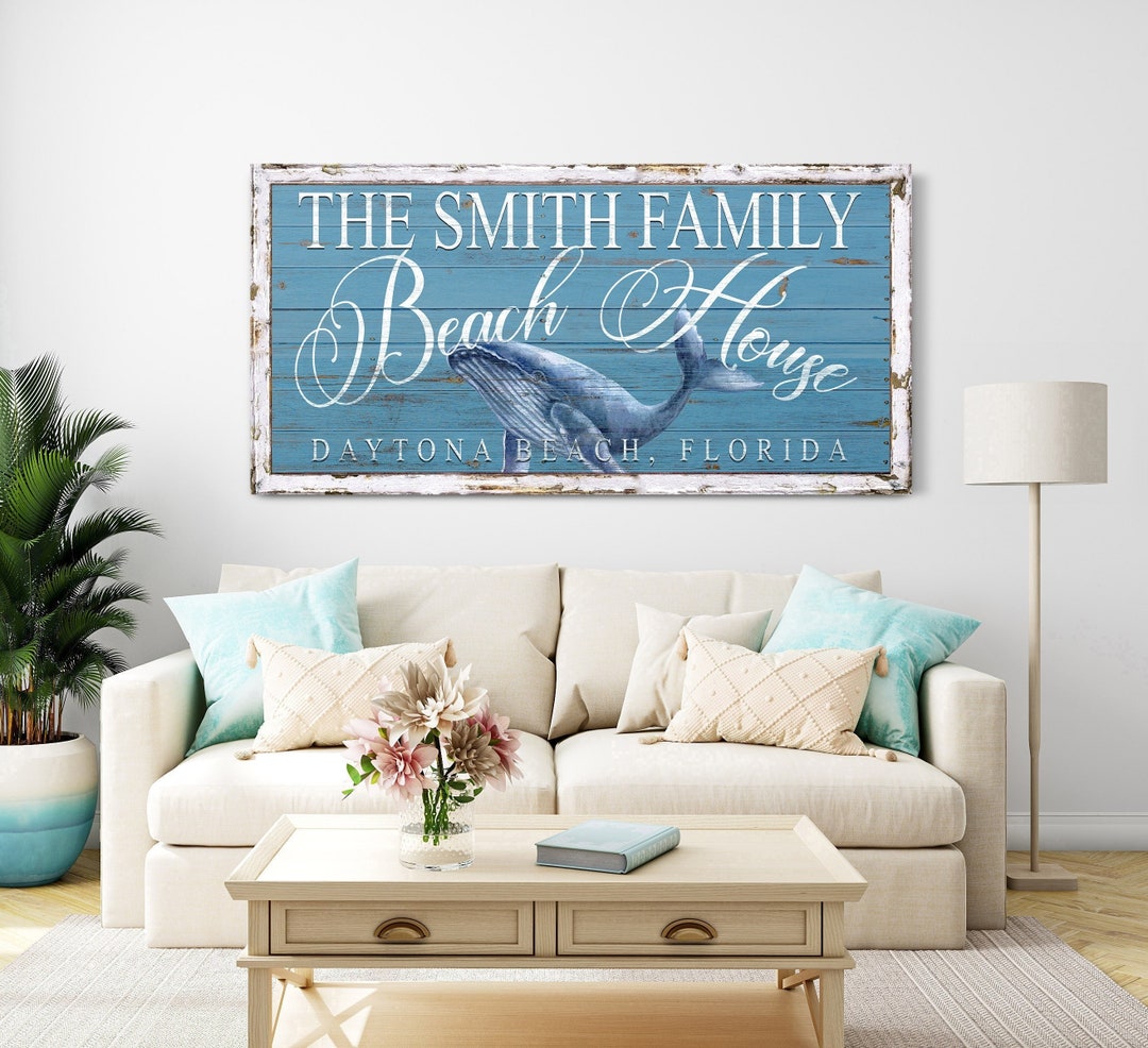 Personalized Beach House Sign Vintage Whale Beach Decor - Etsy