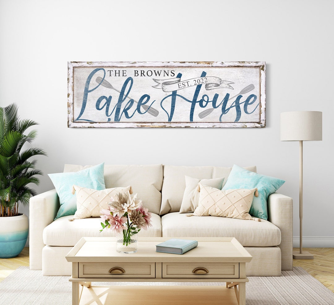 Personalized Lake House Sign, Vintage Lake House Wall Decor, Family ...