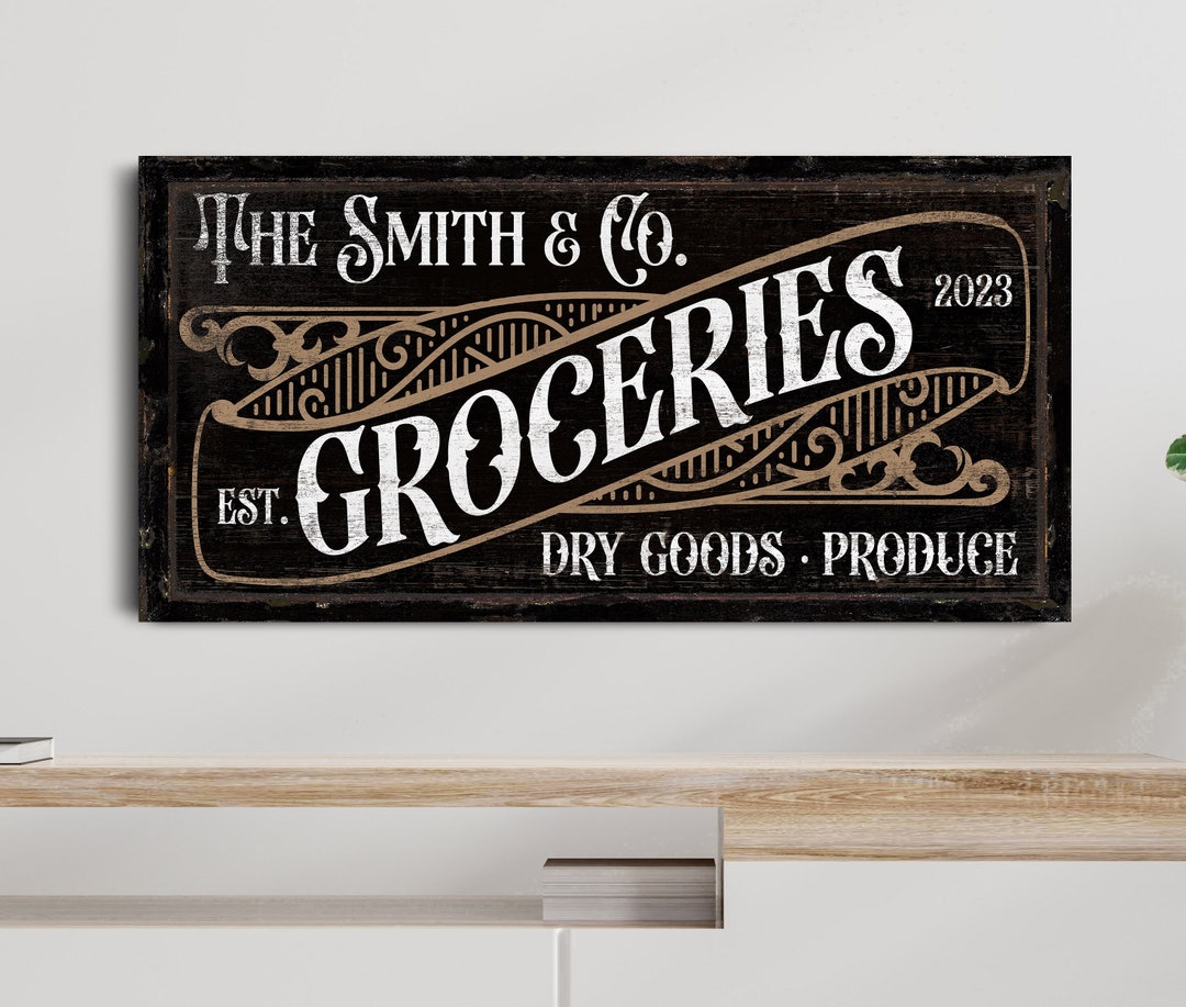 Personalized Groceries & Dry Goods Sign, Family Company Sign, Country ...