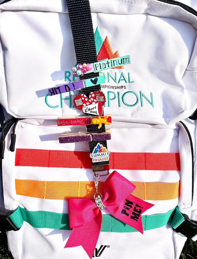 All Sport/cheer Bow Spirit Pin Swag Strap - CLICK ON PERSONALIZATION ...