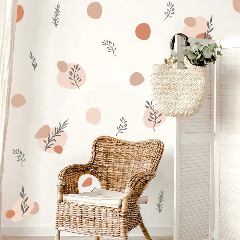 Neutral Aesthetic Abstract Botanical Floral Wall Sticker Decal - Etsy