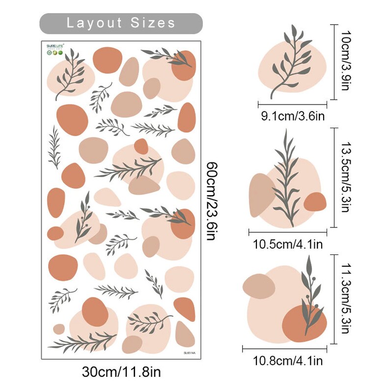 Neutral Aesthetic Abstract Botanical Floral Wall Sticker Decal - Etsy