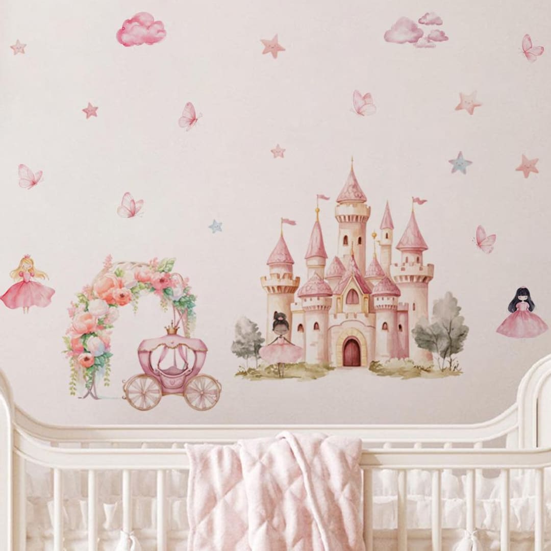 Princess Castle Wall Decal Pink Aesthetic Peel and Stick Vinyl Wall ...