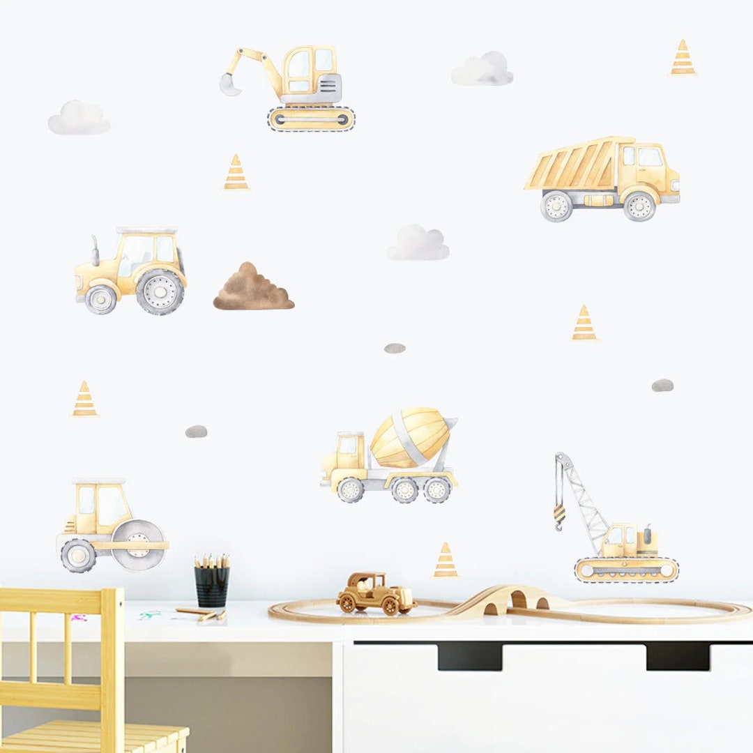 Truck Digger Wall Sticker Decal Boy Bedroom Construction Playroom Kids ...