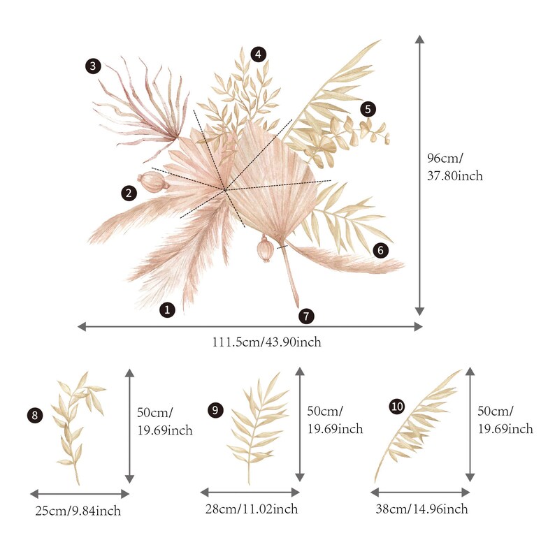 Neutral Aesthetic Dried Florals Botanical Flowers Wall Sticker - Etsy