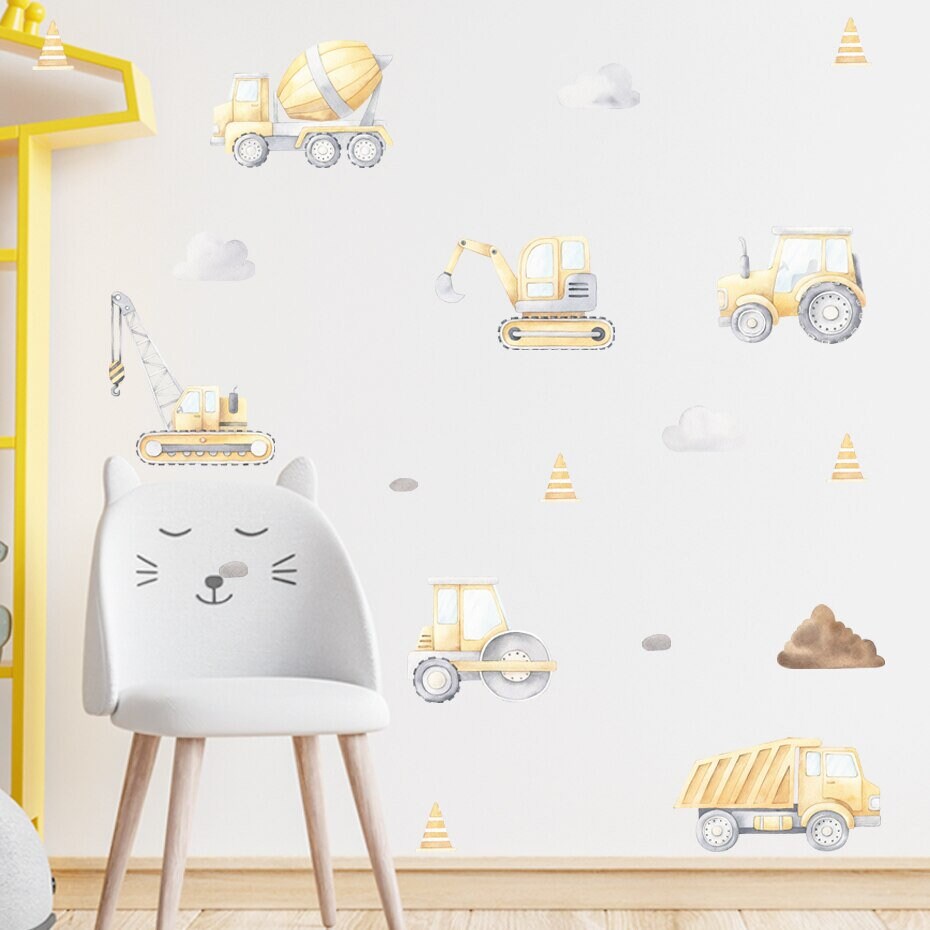 Truck Digger Wall Sticker Decal Boy Bedroom Construction Playroom Kids ...