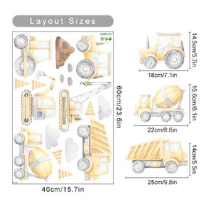 Truck Digger Wall Sticker Decal Boy Bedroom Construction Playroom Kids ...