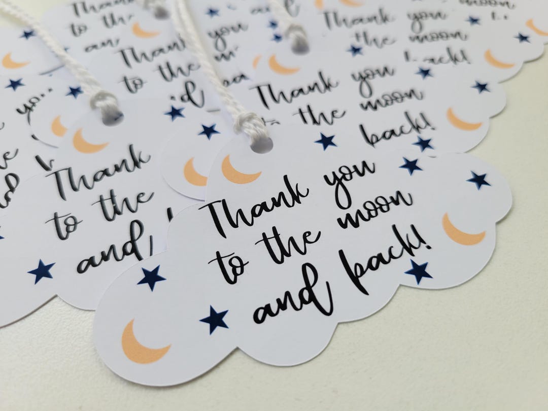 Over the Moon Favor Tag Set of 10, Over the Moon Thank You Tag, Over ...