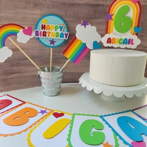 Rainbow Birthday Banner, Rainbow Garland, Rainbow High Chair Banner ...